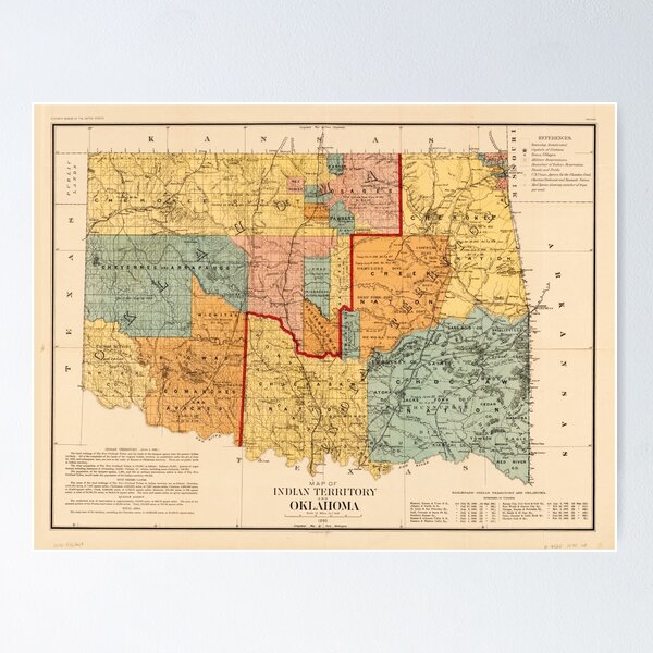 "Map of Indian Territory and Oklahoma (1890)" Poster for Sale by ...