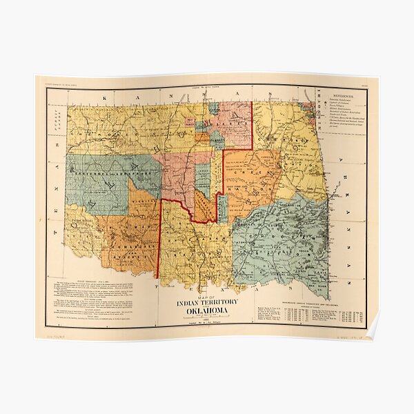 "Map of Indian Territory and Oklahoma (1890)" Poster by allhistory ...