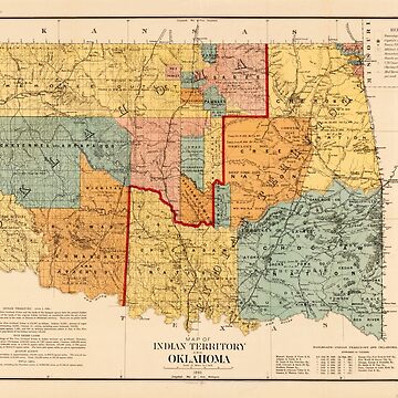 "Map of Indian Territory and Oklahoma (1890)" Poster for Sale by ...