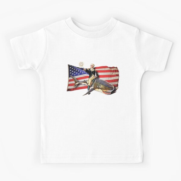 "George Washington Riding Shark American Flag" Kids T-Shirt for Sale by ...
