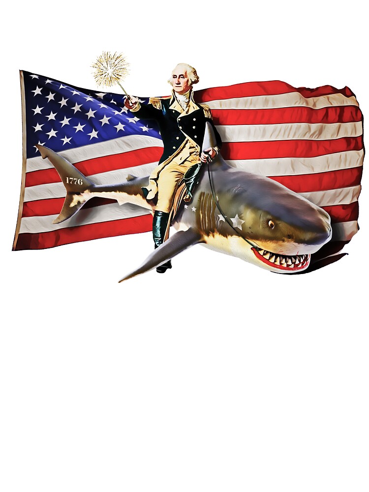 "George Washington Riding Shark American Flag" Kids T-Shirt for Sale by ...
