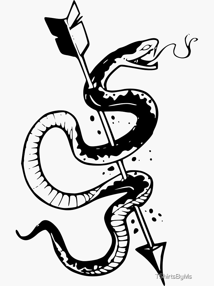"Snake Arrow - Arrowed Snake" Sticker for Sale by TShirtsByMs | Redbubble