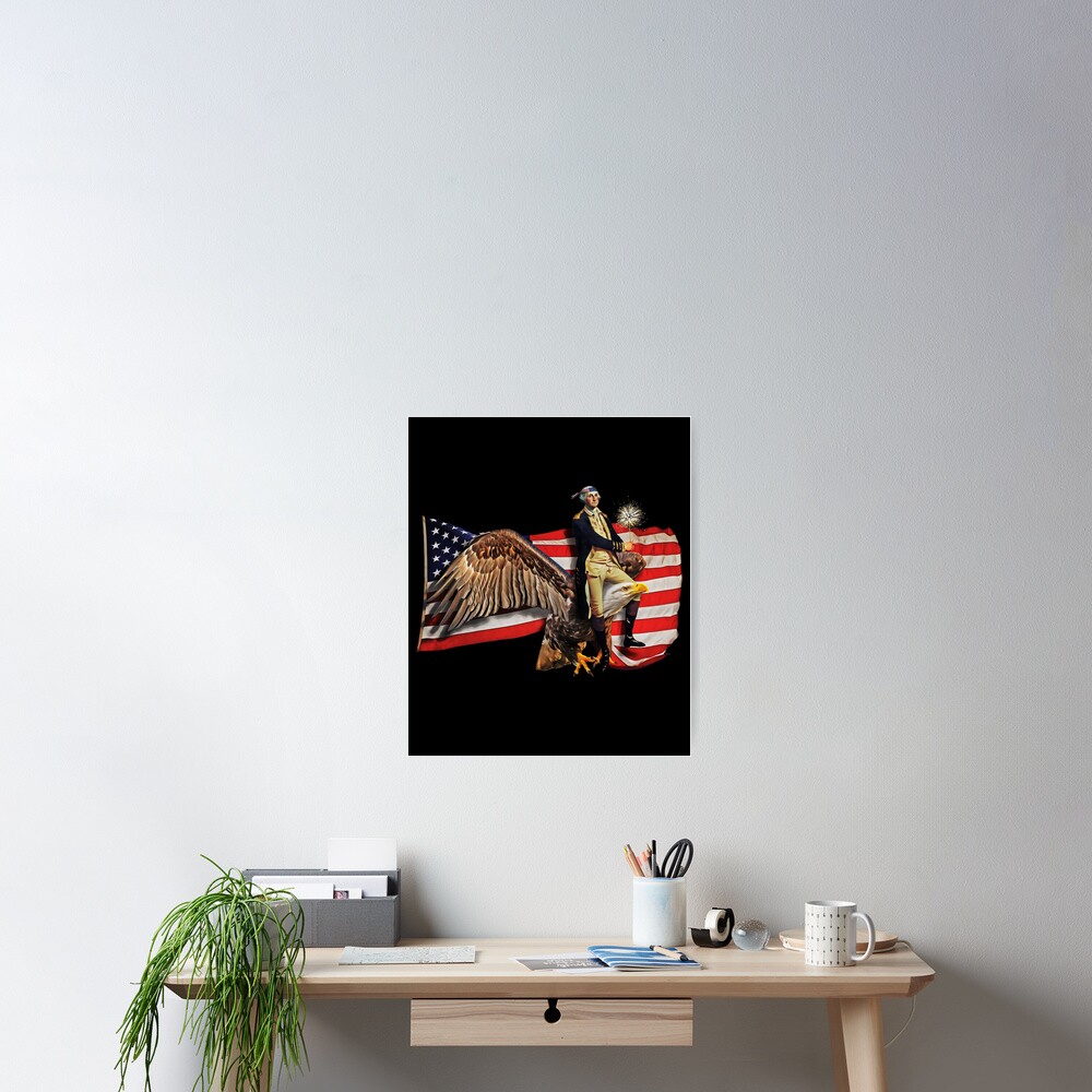 "George Washington Riding Eagle American Flag" Poster by HolidayWeek ...