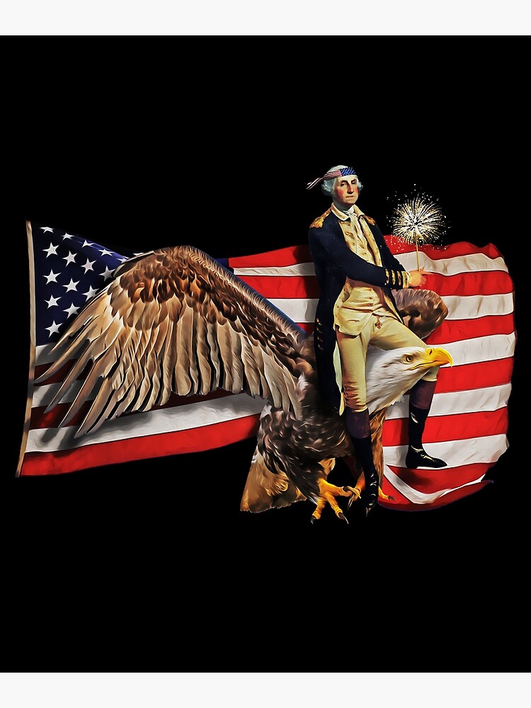 "George Washington Riding Eagle American Flag" Poster by HolidayWeek ...
