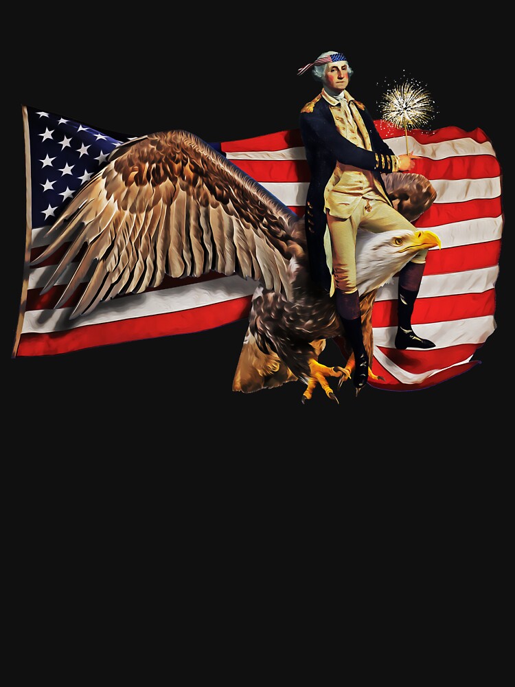 "George Washington Riding Eagle American Flag" Essential T-Shirt for ...