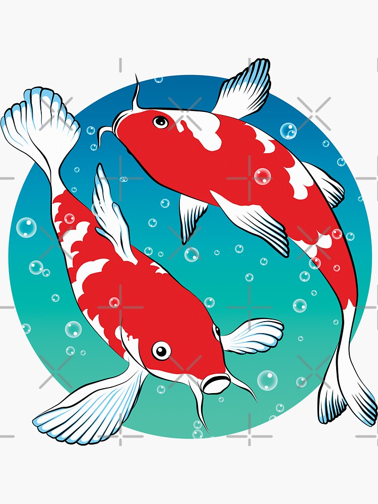 "Japanese Red Koi Fish" Sticker for Sale by TMBTM | Redbubble