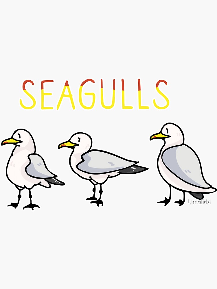 "Cute seagull text cartoon illustration motif set. " Sticker for Sale ...