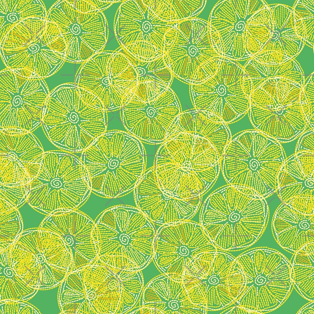 "lemon slices pattern immitating embroidery stitches" by rysunki ...