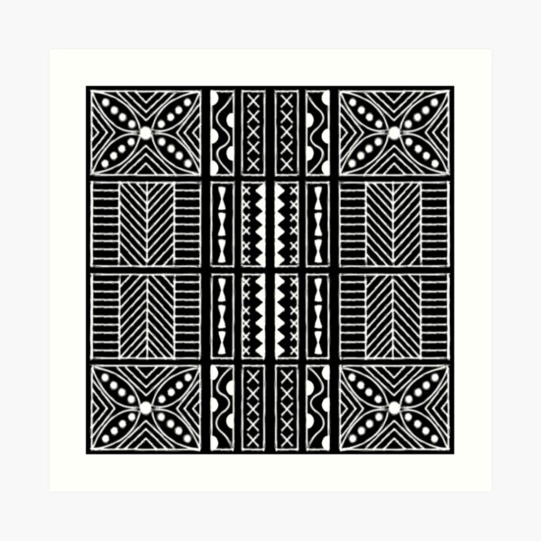 "Black and White Kapa Geometric Hawaiian Bark Cloth Tribal Tattoo ...