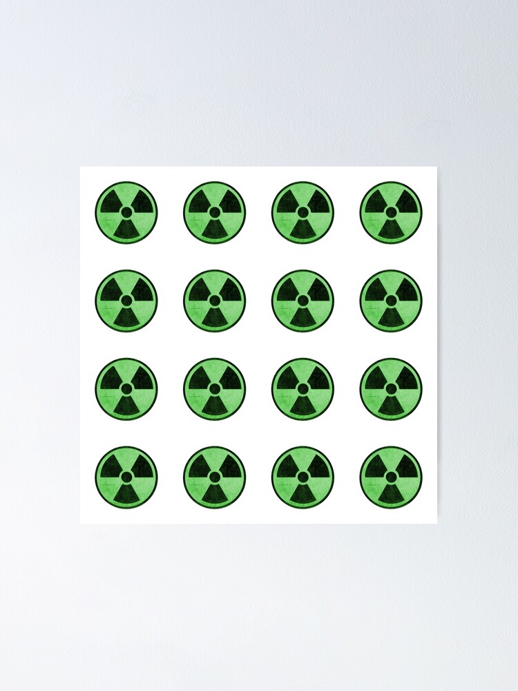 "16 Neon Green and Black Nuke Nuclear Warning Stickers Discs" Poster ...