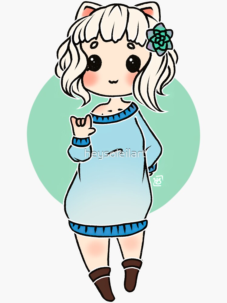 "White Cat Chibi" Sticker for Sale by heysoleilart | Redbubble