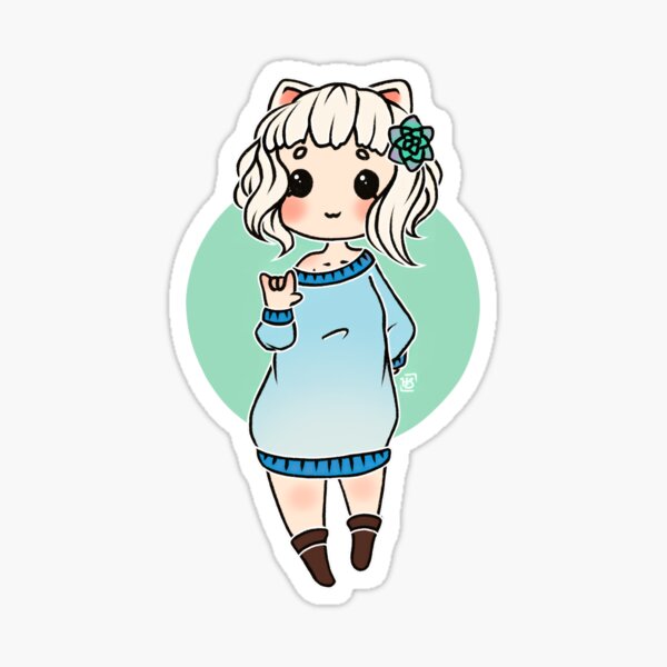 "White Cat Chibi" Sticker for Sale by heysoleilart | Redbubble