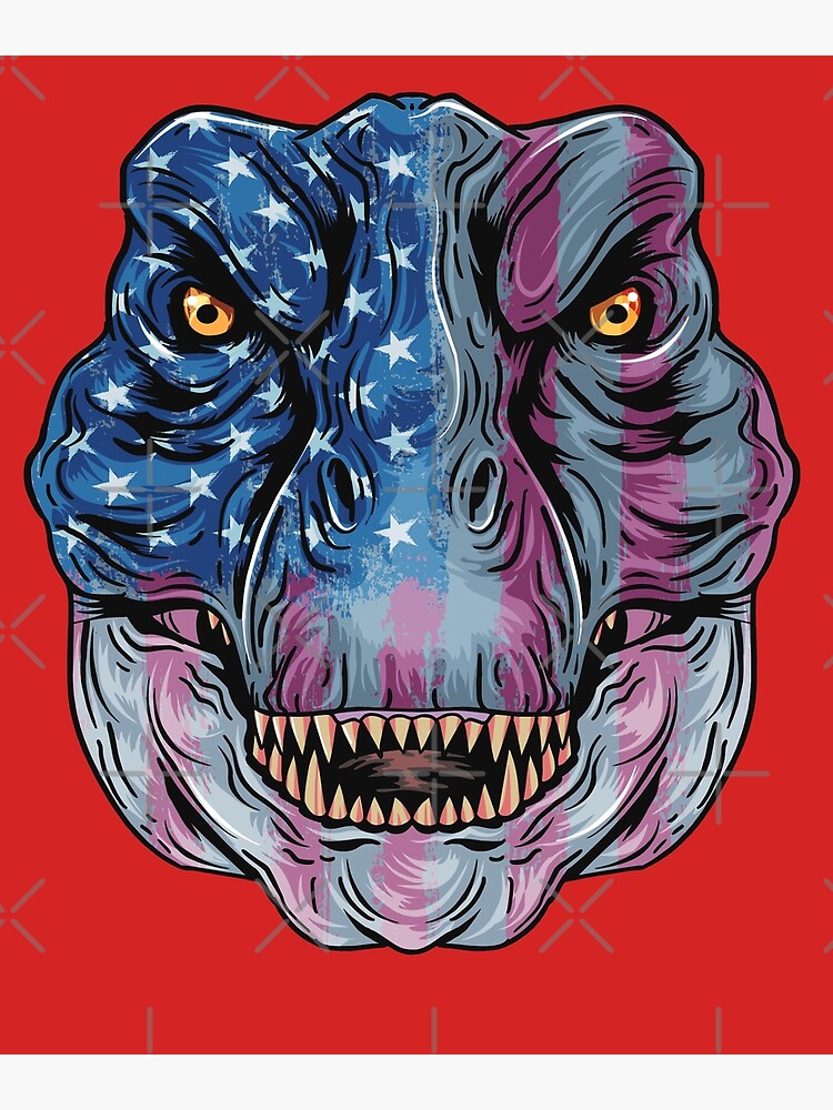 "4th of July Dinosaur T-Rex USA Flag Amerisaurus Tyrannosaurus Rex" Art ...
