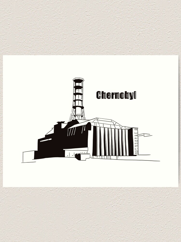 "Digital hand drawn sketch illustration of silhouette Chernobyl nuclear ...