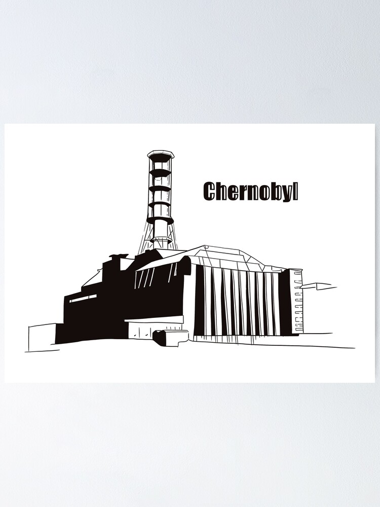 "Digital hand drawn sketch illustration of silhouette Chernobyl nuclear ...