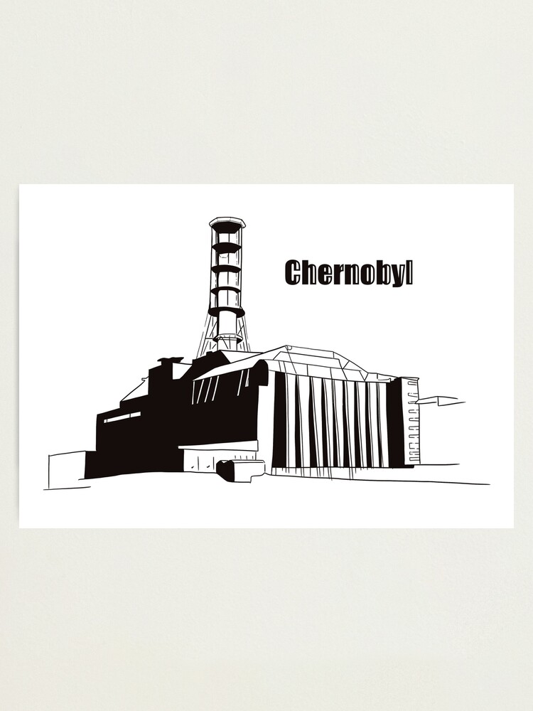 "Digital hand drawn sketch illustration of silhouette Chernobyl nuclear ...