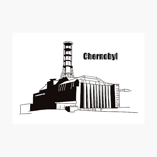 "Digital hand drawn sketch illustration of silhouette Chernobyl nuclear ...