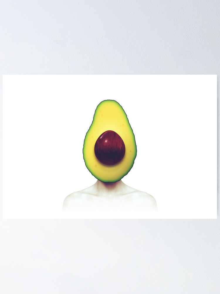 "Avocado Head Portrait, minimalist food collage art" Poster by avit1 ...