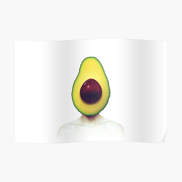 "Avocado Head Portrait, minimalist food collage art" Poster by avit1 ...