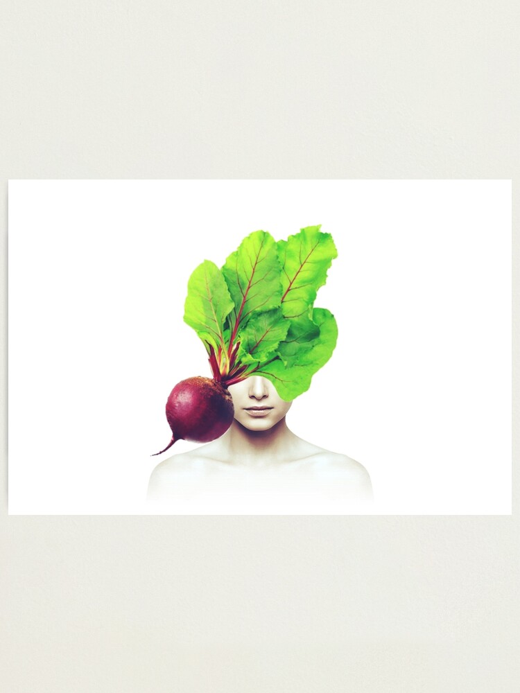 "Beetroot Head Portrait, minimalist food collage art" Photographic ...