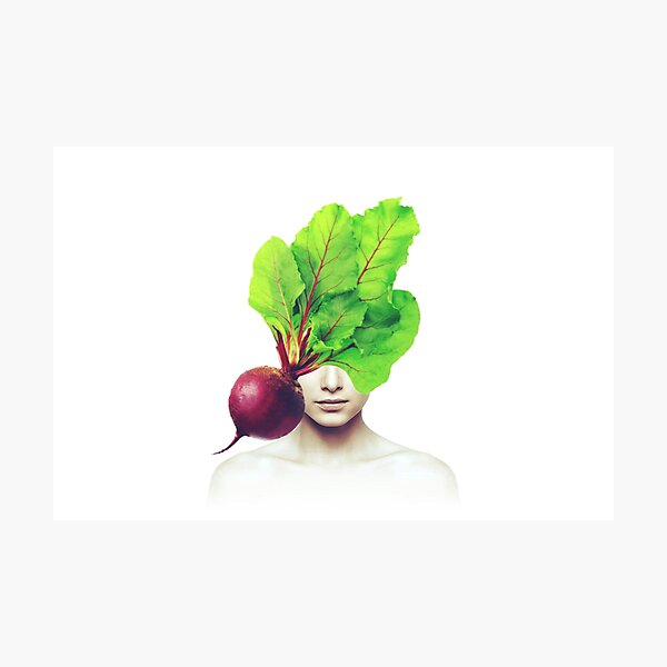 "Beetroot Head Portrait, minimalist food collage art" Photographic ...