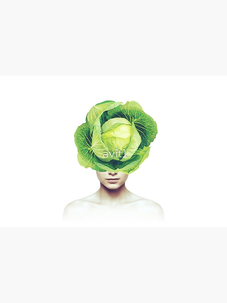 "Cabbage Head Portrait, minimalist food collage art" Photographic Print ...