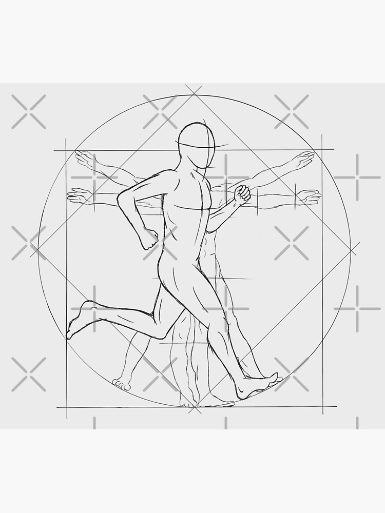 "Fancy Vitruvian Man Art Runner Anatomy Drawing " Art Print for Sale by ...