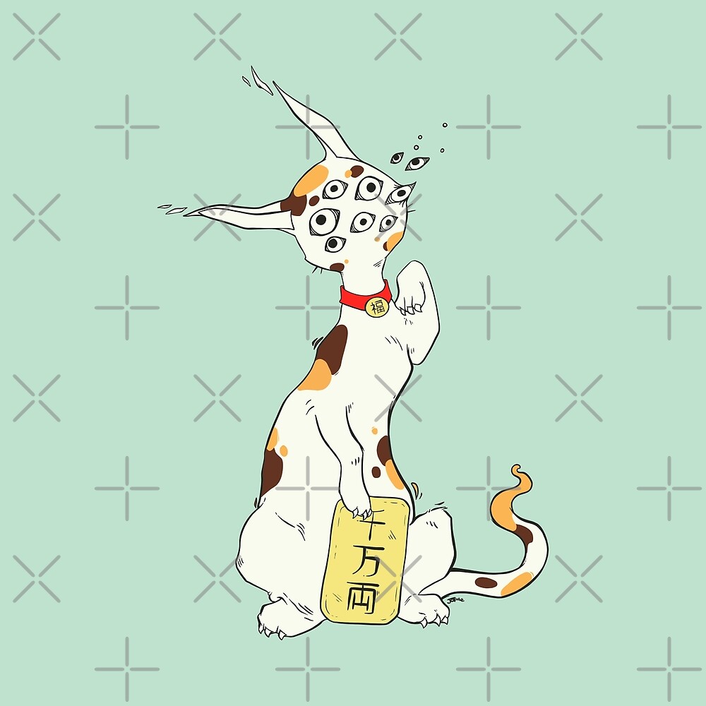 "Maneki Neko Lucky Cat Artwork, Good Luck Japanese Calico " by ...