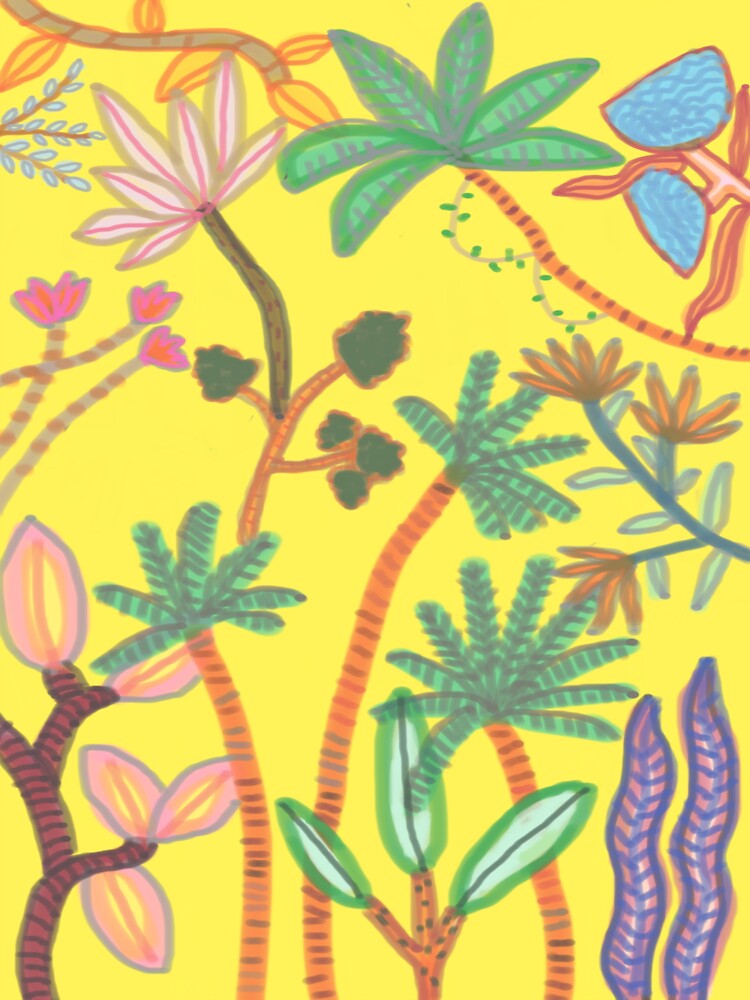 "Jungle yellow background" Sticker by mariacaballer | Redbubble