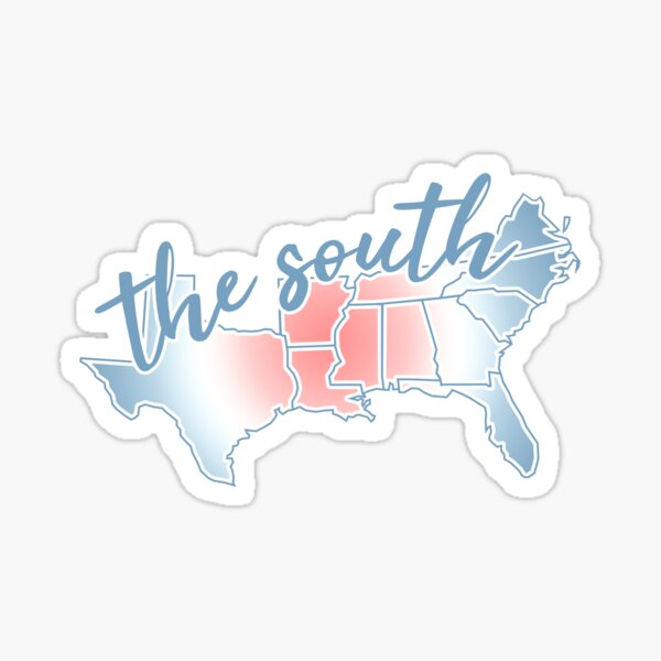 "The South - cute map of the south stickers, shirts, and more" Sticker ...