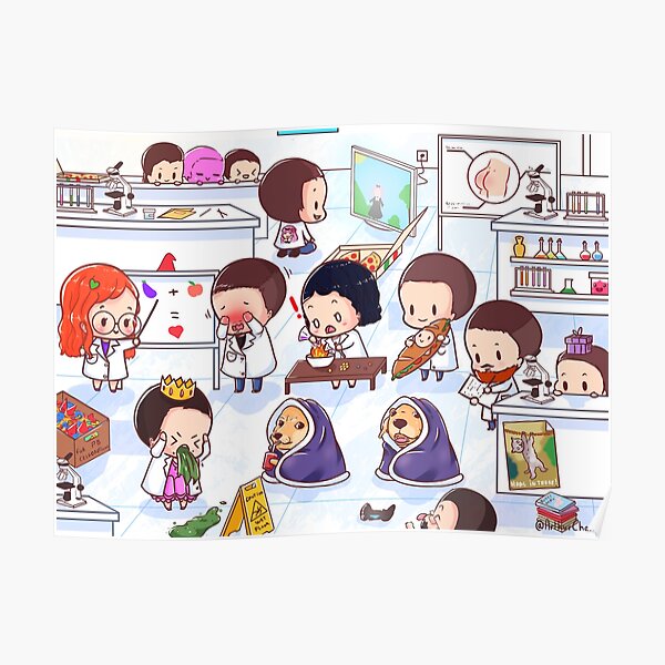 "Cute chibis in laboratory " Poster by Dazzy | Redbubble