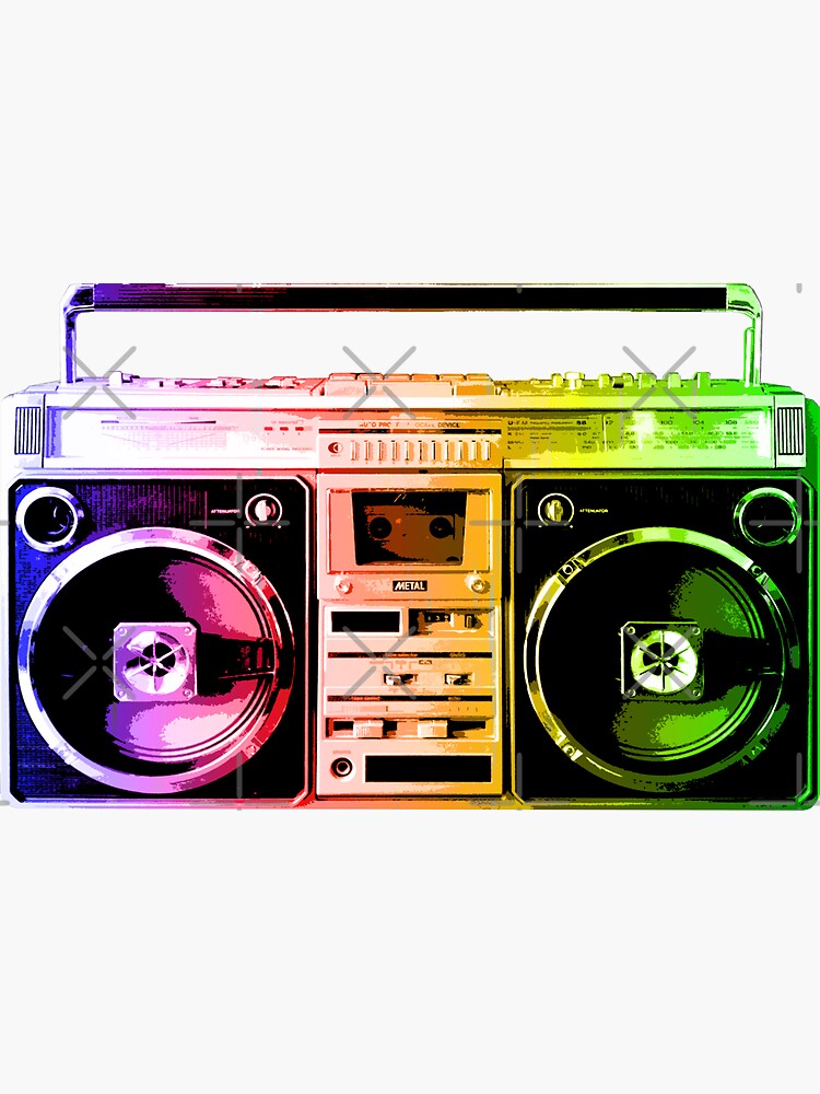 "Rainbow Boombox" Sticker by robotface | Redbubble