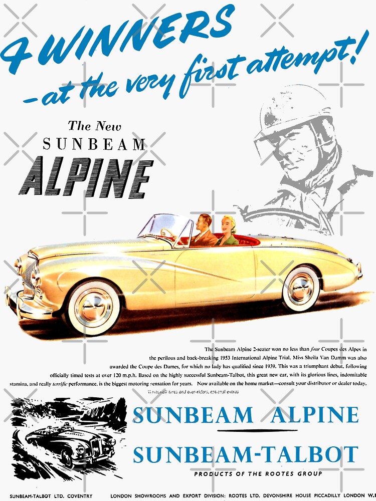 "SUNBEAM ALPINE" Sticker by ThrowbackMotors | Redbubble