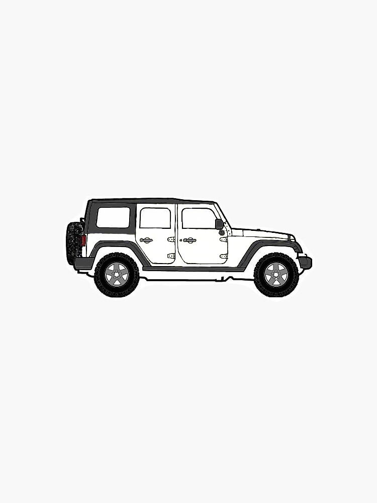 "White Jeep" Sticker for Sale by leedleleigh | Redbubble