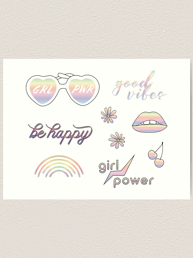 Lámina artística «Pastel Rainbow Sticker Pack: colección de imágenes ...