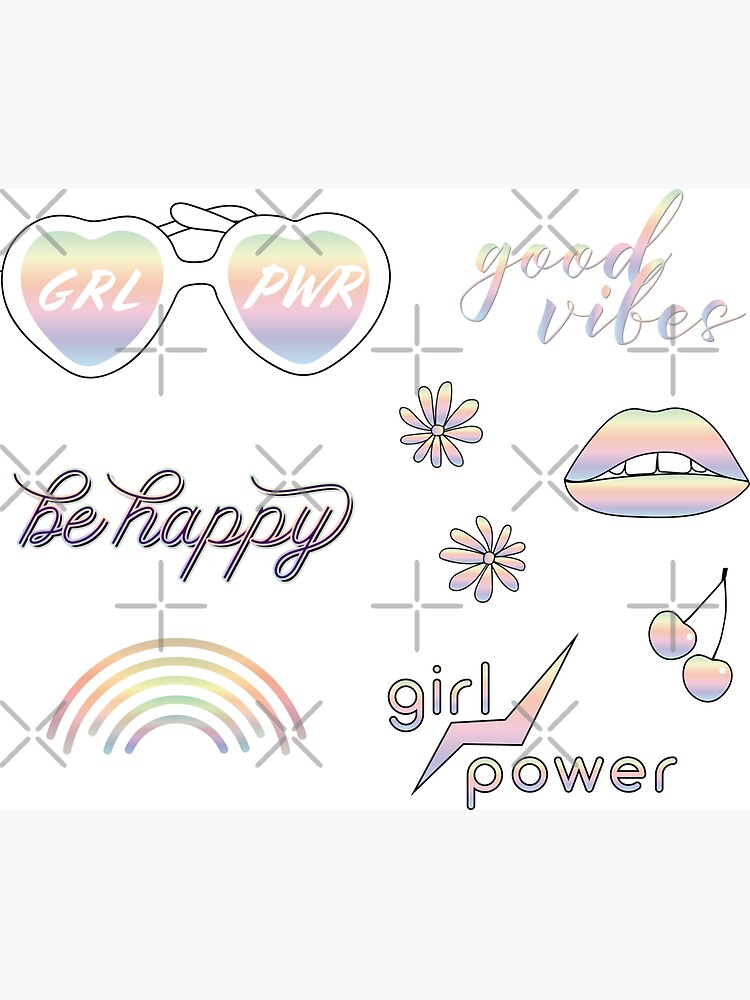 Imán «Pastel Rainbow Sticker Pack: colección de imágenes dibujadas a ...