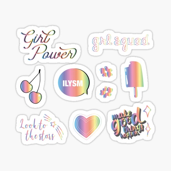 "Rainbow Sticker Pack - collection of hand drawn images and text for ...