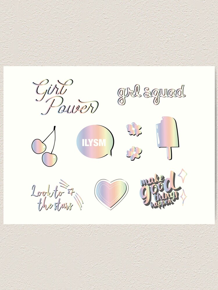 "Pastel Rainbow Sticker Pack - collection of hand drawn images and text ...