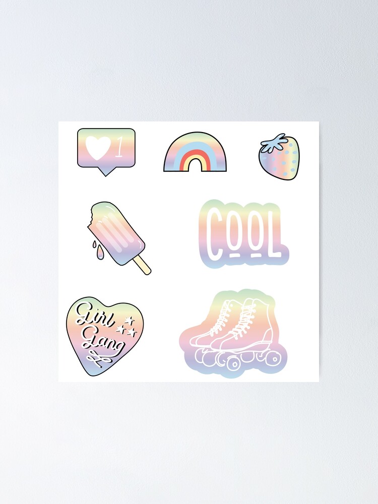 "Pastel Rainbow Sticker Pack" Poster by The-Goods | Redbubble