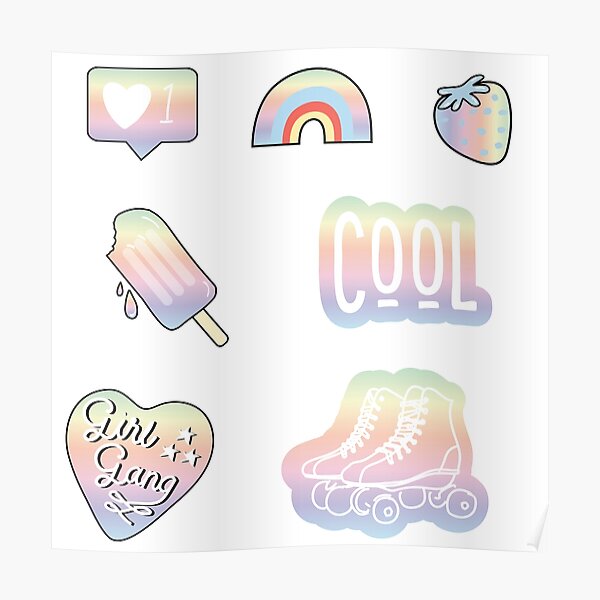 "Pastel Rainbow Sticker Pack" Poster by The-Goods | Redbubble