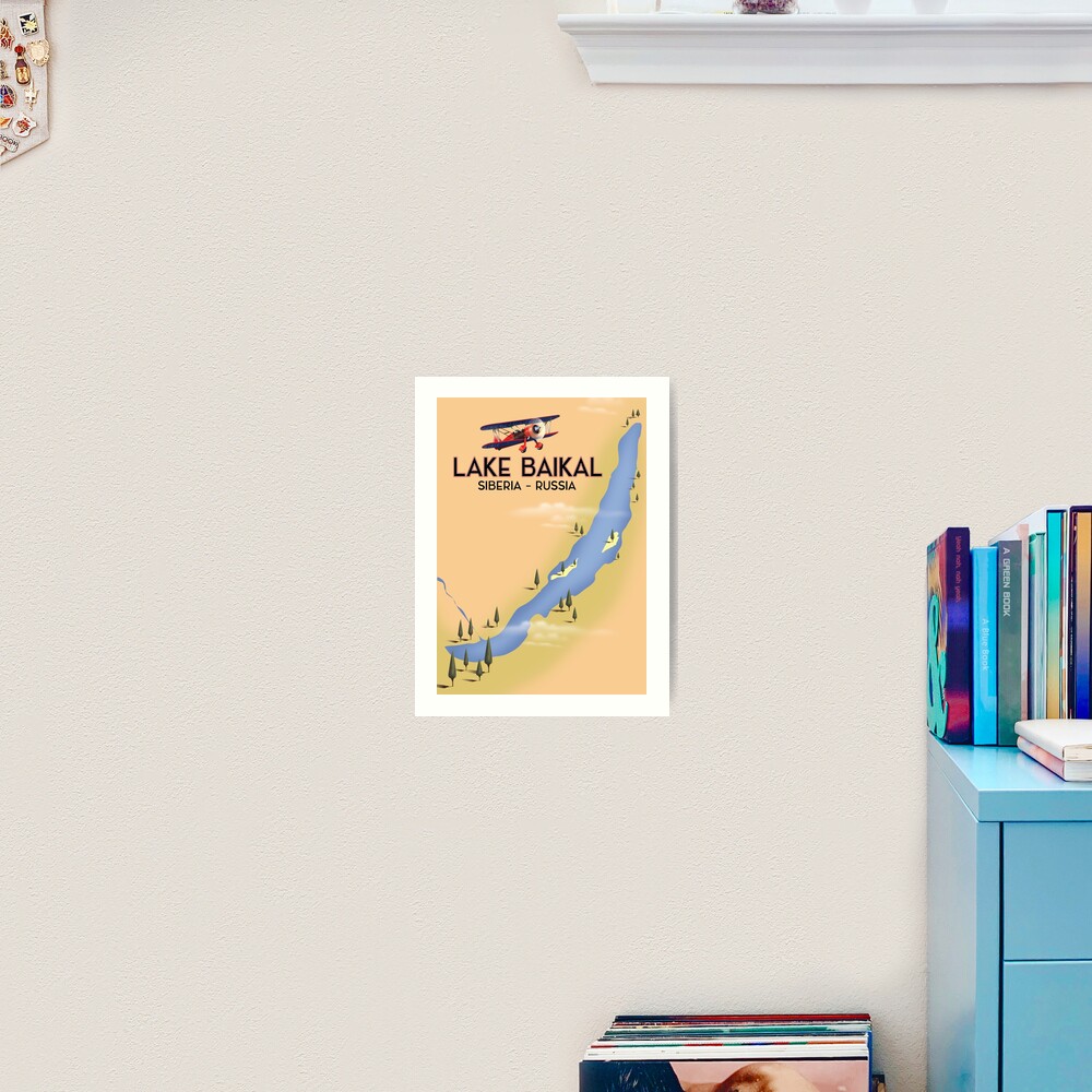 "Lake Baikal Siberia Map travel poster" Art Print by vectorwebstore ...