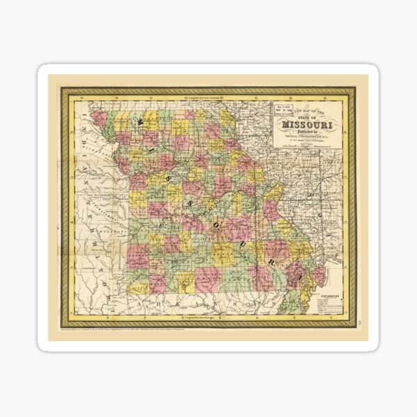 "State of Missouri Map (1852)" Sticker for Sale by allhistory | Redbubble