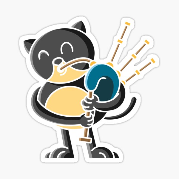 "Cat with Scottish bagpipe" Sticker by tonstan | Redbubble