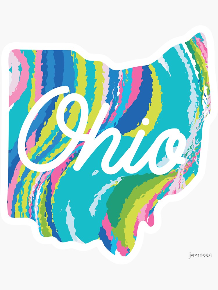 "Colorful State of Ohio Script Souvenir, Summer Color Look" Sticker by ...