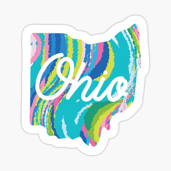 "Colorful State of Ohio Script Souvenir, Summer Color Look" Sticker by ...