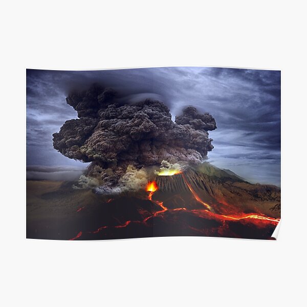 "Volcano erupting" Poster for Sale by azule1 | Redbubble