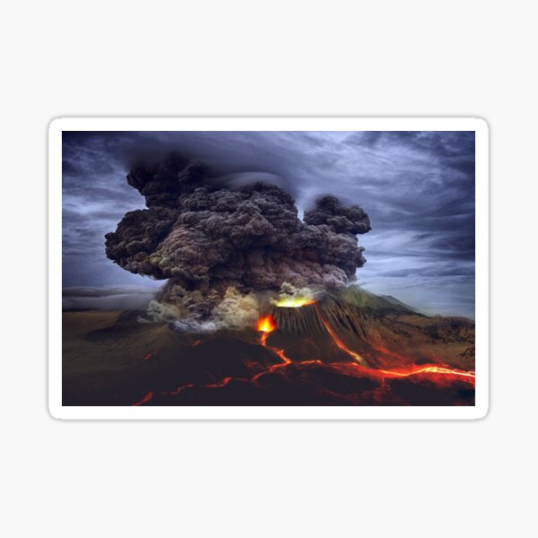 "Volcano erupting" Sticker for Sale by azule1 | Redbubble