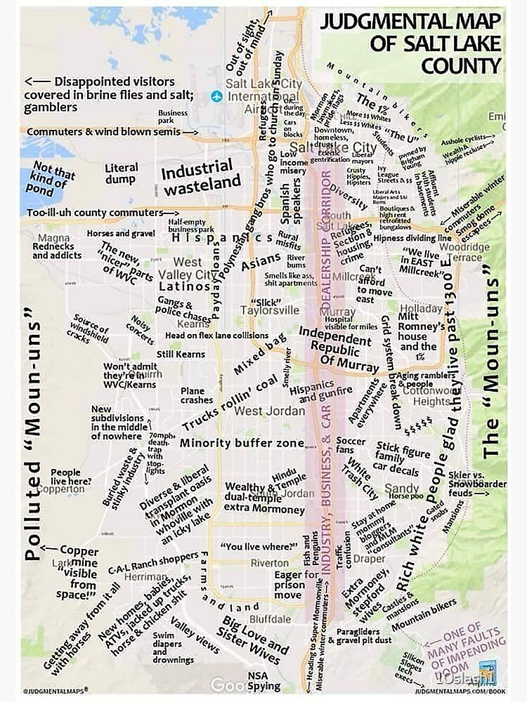 "Judgemental Map of Salt Lake County" Poster for Sale by 10slash1 ...