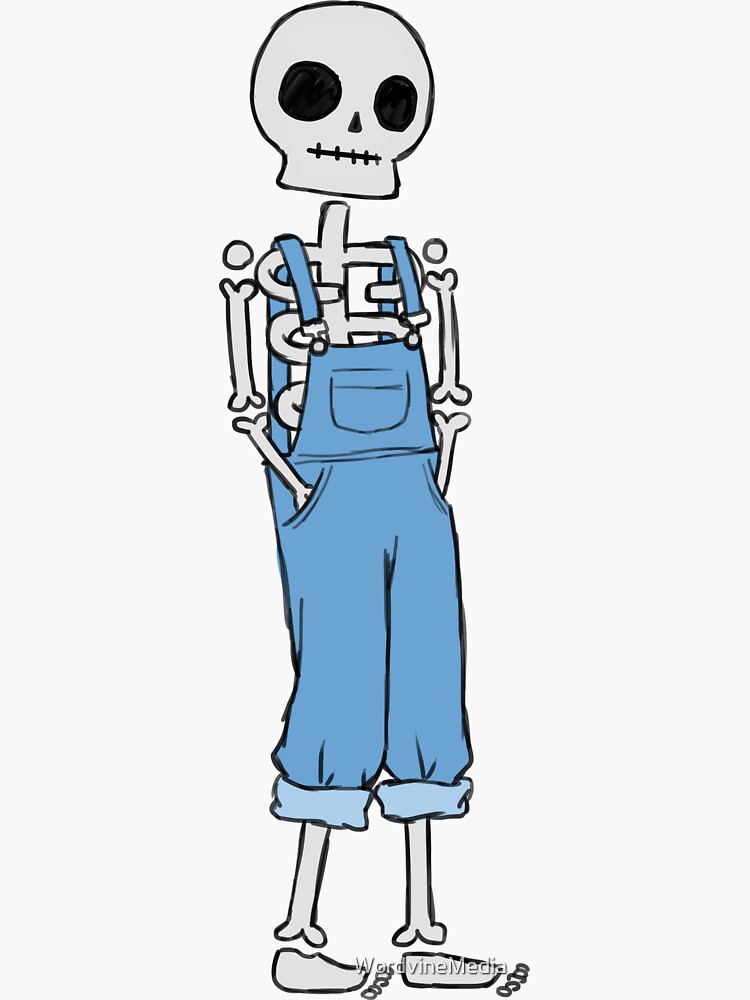 "Skeleton Overalls" Sticker for Sale by WordvineMedia | Redbubble