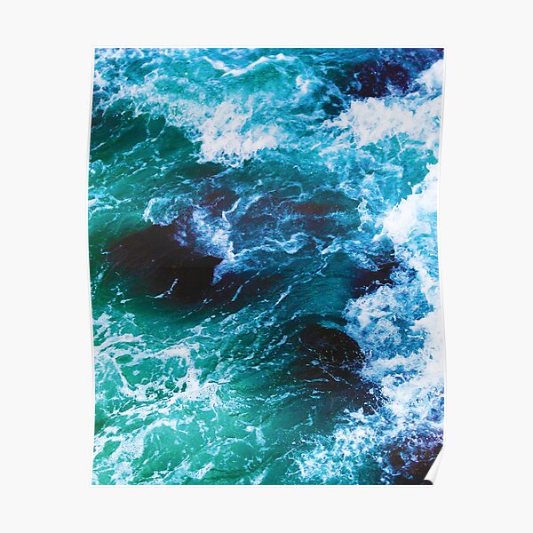"Colorful Ocean Waves Green-Blue Sea Water" Poster by Daveycreates ...